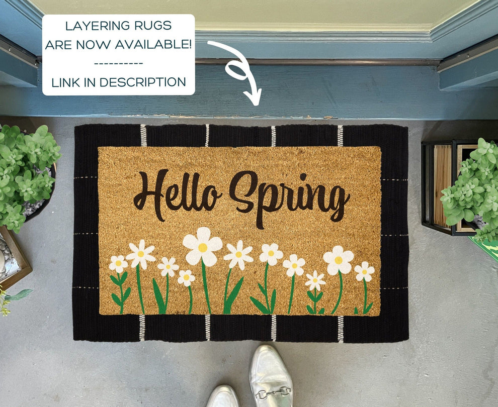 Hello Spring Daisy Outdoor Doormat – Storm Door Guy
